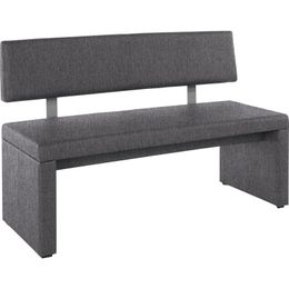 OTTO home Sitzbank &raquo;Charissa&laquo; mit Lehne, Breite 140, 160 oder 180 cm grau Holzwerkstoff, Massivholz B/H/T: 180cm x 90cm x 53cm, Strukturstoff