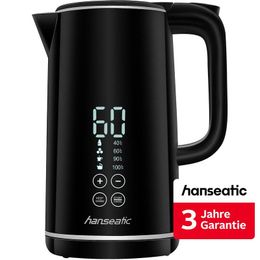 Hanseatic Wasserkocher &raquo;HWK172200DBD, mit Temperaturvorwahl&laquo; 1,7 l 2200 W inkl. 3 Jahre Herstellergarantie schwarz Einheitsgr&ouml;&szlig;e Wasserkocher