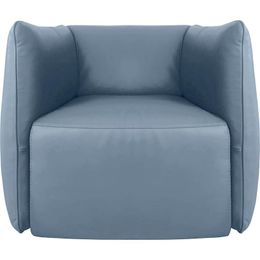 Egoitaliano Sessel &raquo;Ludo Loungesessel, Designsessel, Clubsessel, elegant und zeitlos&laquo; mit tollem Sitzkomfort, Solit&auml;rsessel blau Leder &raquo;BULL&laquo; (echtes Rindsleder).