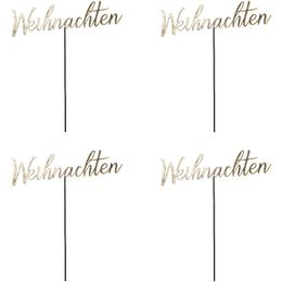 Creativ deco Deko-Schriftzug &raquo;Weihnachtsdeko&laquo; zum Stecken gold Metall B/H/T: 22cm x 24cm