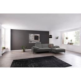 W.Schillig Ecksofa &raquo;valentinoo, Designsofa, bequem, elegant und zeitlos, L-Form&laquo; inklusive Hocker, mit Sitztiefenverstellung, Breite 299 cm grau 