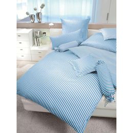 Janine Kissenbezug &raquo;Modernclassic&laquo; mit Streifen blau Mako-Satin, Obermaterial: 100% Baumwolle B/L: 80cm x 80cm, 1 Stk., Mako-Satin