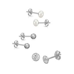 Firetti Damen Ohrstecker-Set &raquo;Multipack Schmuck Geschenk Perlohrstecker Kugelohrstecker Glitzerstein&laquo; Made in Germany - mit Zirkonia (synth.) - mit 