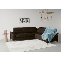 Sit & More sit&more Ecksofa &raquo;Sinatra L-Form&laquo; optinal mit Kopfteilverstellung und Armteilfunktion, Metallf&uuml;&szlig;e braun 100% Polyester B/H/T: 251cm x 85cm x 231cm, 