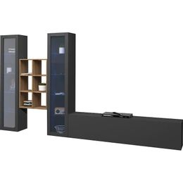 Home Affaire Wohnwand &raquo;Maruska&laquo; 1 Stk. tlg. grau Holzwerkstoff B/H/T: 320cmcm x 180cmcm x 30cmcm