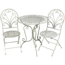 AMBIENTE HAUS Balkonset &raquo;Gartenm&ouml;belset&laquo; Set, Sitzgruppe, 3 tlg. Sitzgruppe Garten Metall Nostalgisch grau Eisen B/H/T: 70cm x 75cm x 70cm