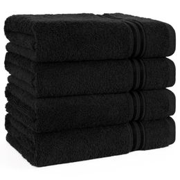 HAMMETEX Handtuch Set &raquo;4er Set Handt&uuml;cher 50x100 cm, 100% Baumwolle, Weich & Saugstark&laquo; mit Bord&uuml;re, einfarbig, weich schwarz Frottier, Baumwolle B/L: