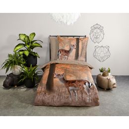 Good Morning Wendebettw&auml;sche &raquo;Gavina&laquo; 2 Stk. Baumwolle, 135x200, 2 Teilig, Rei&szlig;verschluss, Wendeoptik, Herbst beige Renforc&eacute;, Obermaterial: 100% 