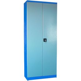 G&uuml;de Werkzeugschrank &raquo;TYP B&laquo; B/T/H: 78x38x193 cm, abschlie&szlig;bar blau Stahl blau/grau, B/H/T: 78cm x 193cm x 38cm, Schubladen: 3 Stk. T&uuml;ren: 2 Stk.
