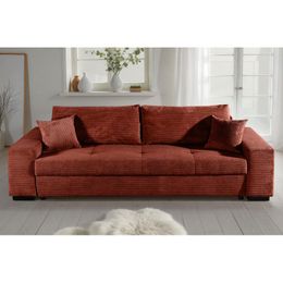 Collection AB Schlafsofa &raquo;Kreta, B: 248 cm, Liegefl. 137x195 cm&laquo; Schlaffunktion, Bettkasten & 2 Zierkissen, optional mit Topper braun 100%Polyester B/