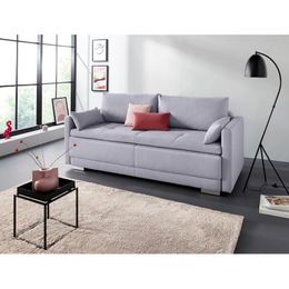 OTTO home Schlafsofa &raquo;Berlin, B: 218 cm, Liegel. 160x198 cm, Boxspring&laquo; Dauerschlafsofa mit Boxspring inklusive 2 Zierkissen & Bettkasten grau 