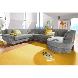 Trendmanufaktur Wohnlandschaft &raquo;Rondo, wahlweine mit Federkern, Breite 320cm, U-Form&laquo; inkl.Federkern und mit Bettfunktion braun Softlux -Kunstleder;