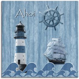 Artland Wandbild &raquo;Ahoi im maritimen Blau&laquo; K&uuml;ste 1 Stk. tlg. als Alubild, Leinwandbild in verschied. Gr&ouml;&szlig;en blau B/H/T: 30cm x 30cm, Leinwandbild K&uuml;ste, 1 Stk.