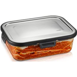 Gefu Lunchbox &raquo;MILO&laquo; gelaserter QR Code zur Vorratskontrolle per App (nur f&uuml;r Android) silber Borosilikatglas, Edelstahl, Kunststoff B/H/L: 17,6cm x 