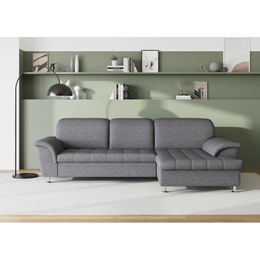 DOMO collection Ecksofa &raquo;FRANZI 278x170x81 cm, Steppung im Sitzbereich, L-Form&laquo; wahlweise mit Bettfunktion, Bettkasten und Kopfteilverstellung grau 