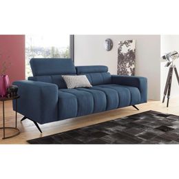 DOMO collection 2-Sitzer &raquo;Trento, mit Kufenfu&szlig; oder Einzelfu&szlig;&laquo; whlw. verstellbare Kopfteile, passend f&uuml;r g&auml;ngige Saugroboter blau 100% Polyester B/H/T