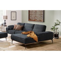 W.Schillig Ecksofa &raquo;run, Designsofa mit tollem Sitzkomfort, bequem, L-Form&laquo; mit Holzsockel, F&uuml;&szlig;e in Schwarz pulverbeschichtet, Breite 319 cm schwarz 