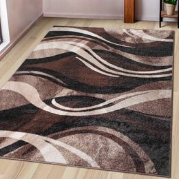 OTTO home Teppich &raquo;Joas&laquo; rechteckig 9 mm H&ouml;he besonders weicher Kurzflor in modernem Wellen Muster, leichter Glanz braun Kunstfaser B : 60cm 1 Stk., 