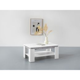 Hela Couchtisch &raquo;TIM&laquo; mit Ablageboden, quadratisch oder rechteckig wei&szlig; B/H/T: 90cm x 41cm x 60cm, Rechteck