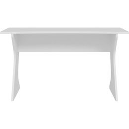 FORTE Schreibtisch &raquo;Utapau, geschwungene Tischplattenform,&laquo; mit Kabeldurchf&uuml;hrung, verschiedene Ma&szlig;ausf&uuml;hrungen wei&szlig; B/H/T: 140cm x 76,2cm x 65cm