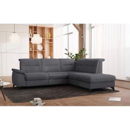 Sit & More sit&more Ecksofa &raquo;Astoria L-Form&laquo; wahlweise mit motorischer Relaxfunktion grau 45000 B/H/T: 256cm x 91cm x 225cm, Flachgewebe, Ottomane rechts,mit 