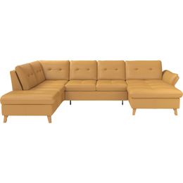Sit & More sit&more Wohnlandschaft &raquo;G&ouml;teborg&laquo; inkl. Sitztiefenverstellung, wahlweise mit Bettfunktion & Bettkasten gelb B/H/T: 327cm x 90cm x 226cm, NaturLEDER 