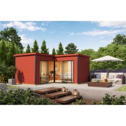 Nordic Holz Gartenhaus &raquo;DOMEO 6&laquo; in verschiedenen Farben rot Holzwerkstoff Fu&szlig;boden im Gartenhaus, ohne Dacheindeckung