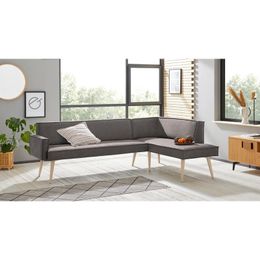 exxpo - sofa fashion Eckbank &raquo;Lungo, moderne Kedernaht, bequem und elegant, hoher Holzfu&szlig;&laquo; hochwertige Detailverarbeitung, frei im Raum stellbar grau 