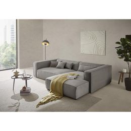 LeGer Home by Lena Gercke Ecksofa &raquo;PIARA XXL Strukturstoff, Big-Sofa, L-Form&laquo; wahlweise Ottomane rechts/links, Kedernaht, extra tiefe Sitzfl&auml;che grau 