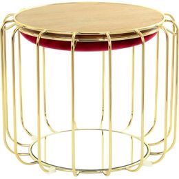 Kayoom Beistelltisch &raquo;Pouf Comfortable 110, abnehmbares und wendbares Oberteil&laquo; 1 Stk. tlg. praktisch umzuwandeln in Tisch oder Hocker, mit Spiegelglas rot 