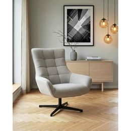 OTTO home Ohrensessel &raquo;LEMOORE - OTTO. Verl&auml;ssliche Qualit&auml;t.&laquo; Relaxsessel, TV-Sessel, 360&deg; Grad drehbar, Feinstruktur grau Metallgestell, Holzrahmen,