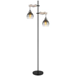 Globo LIGHTING Stehlampe &raquo;RYAN&laquo; E27 1 Stk. Stehlampe/Holz/Glas rauchfarben/Wohnzimmer/Schlafzimmer schwarz 1 Stk.