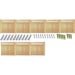 TETZNER & JENTZSCH Sichtschutzelement &raquo;COLUMBIA 6&laquo; kesseldruckimpr&auml;gniert beige Massivholz, Stahl H/L: 180cm x 15,21m, Pfosten: 9 Stk.