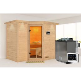 Karibu Sauna &raquo;Sanna 2&laquo; Set, Ofen 9 kW Bio externe Strg easy beige Bio-Kombiofen, externe Steuerung, 9 kW