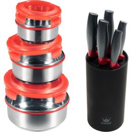 King Messerblock &raquo;Carbon Optic&laquo; 9 Stk. inkl. 3-teiligem Dosen-Set rot Einheitsgr&ouml;&szlig;e