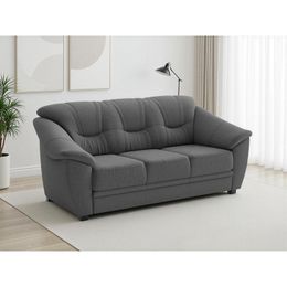 Sit & More sit&more 3-Sitzer &raquo;Savona, B: 198 cm, Federkern, Komfortsitzh&ouml;he 46 cm&laquo; optional Schlaffunktion, Liegefl&auml;che 190x137cm, Stoff- & Lederauswahl grau B/H
