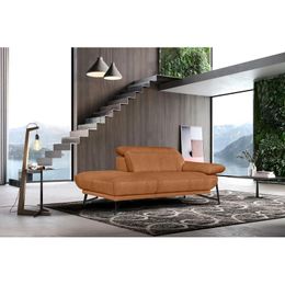 Egoitaliano Ottomane &raquo;Anais, erstklassiges Designsofa, Breite 179 cm, Fu&szlig;farbe schattengrau&laquo; Kopfteil verstellbar, Luxus-Microfaser Lederoptik, brandy braun LEDER