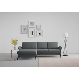 Sit & More sit&more Ecksofa &raquo;Fashion L-Form&laquo; wahlweise mit Kopfteilverstellung und Vorziehsitz, motorisch grau B/H/T: 253cm x 84cm x 165cm, Luxus-Microfaser 