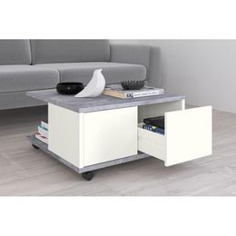 FMD Couchtisch &raquo;Twin&laquo; Sofatisch mit Rollen, Push-to-open, viel Stauraum, Breite: 70 cm wei&szlig; B/H/T: 70cm x 36cm x 70cm