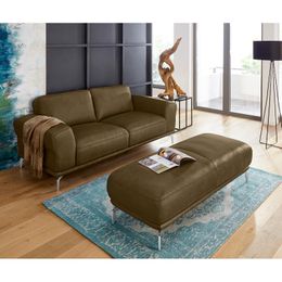 W.Schillig 2-Sitzer &raquo;montanaa bequem, Federkernunterfederung, elegant & edel, Breite 192cm&laquo; mit Metallf&uuml;&szlig;en in Chrom gl&auml;nzend, Breite 192 cm gr&uuml;n 