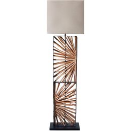 Salesfever Stehlampe &raquo;Treibholz&laquo; E27 1 Stk. Schirm innen goldfarben braun 1, H: 165cm, 1 Stk.