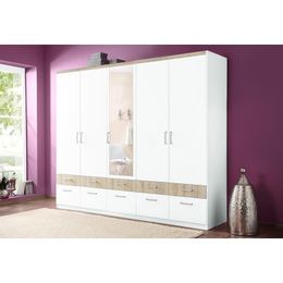 Priess Kleiderschrank wei&szlig; Holzwerkstoff B/H/T: 230cm x 193cm x 56cm, T&uuml;ren: 5 Stk.