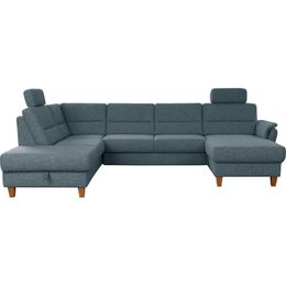 Home Affaire Wohnlandschaft &raquo;Palmera U-Form, B: 308 cm&laquo; optional Schlaffunktion & Bettkasten, Federkern blau 100% Polyester;Struktur (100% Polyester);