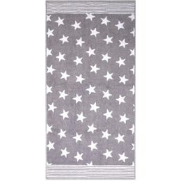 Dyckhoff Badetuch &raquo;Stars&laquo; mit Sternen & Streifen grau Walkfrottee, Obermaterial: 100% Baumwolle B/L: 70cmx140cm, 1 Stk., Sterne, Walkfrottee