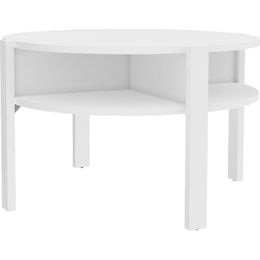 FORTE Beistelltisch &raquo;Tobago, runder Couchtisch mit 4 Ablagef&auml;chern, B/H/T 74,4/45,5/74,4 cm&laquo; Durchmesser ca. 74,5 cm wei&szlig; B/H/T: 74,4cm x 45,5cm x 