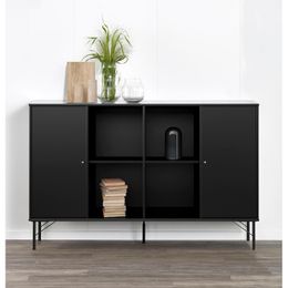 Sideboard &raquo;Mistral Kubus&laquo; mit zwei T&uuml;ren und Metall F&uuml;&szlig;e, Breite: 136 cm schwarz Holzwerkstoff, Massivholz B/H/T: 136cm x 89cm x 32,5cm, 2 Stk.