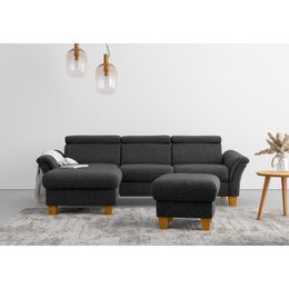 OTTO home Ecksofa &raquo;Lindgren L-Form&laquo; wahlweise mit Bett mit klappbaren Rollen, Kasten und Kopfverstellung grau 100% Polyester B/H/T: 258cm x 84cm x 