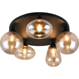 Trio Leuchten Deckenleuchte &raquo;Lumina, Deckenlampe 5-flammig mit Glasschirm, exkl 5x E14, max 10W&laquo; E14 1 Stk. warmwei&szlig; - kaltwei&szlig; &Oslash; 64 cm H&ouml;he 25 cm, 