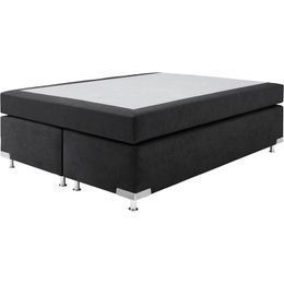 Westfalia Schlafkomfort Boxspringbett &raquo;Holland&laquo; ohne Kopfteil, frei im Raum stellbar schwarz Microvelours (100% Polyester) Microvelours Kaltschaum-Topper, Liegefl&auml;che B/L: 