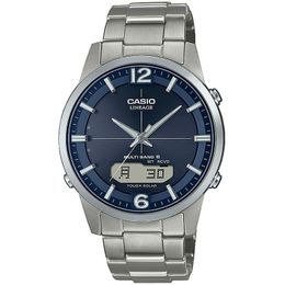 CASIO FUNK Herren Funkchronograph Armbanduhr, Herrenuhr, Solaruhr, Funkuhr, Titanarmband, Saphirglas silber Einheitsgr&ouml;&szlig;e